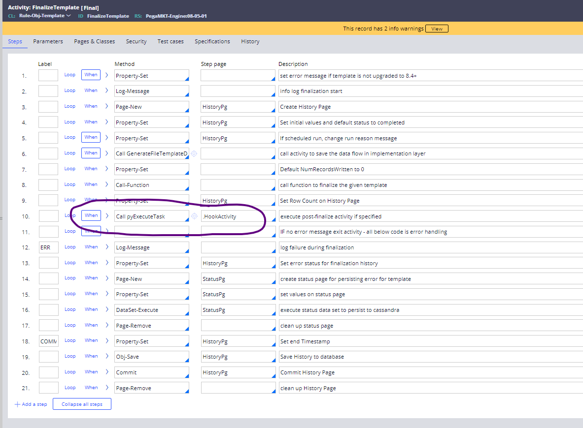 Pega CDH: Finalization activity needs to access output template | Support Center